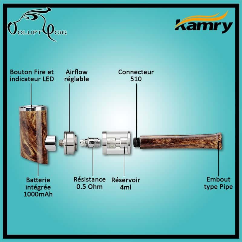 Cigarette électronique pipe K1000 Plus Kamry, Pipe électronique